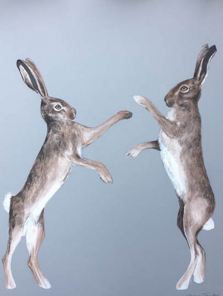 Emma Taylor Art | Grey Boxing Hares print